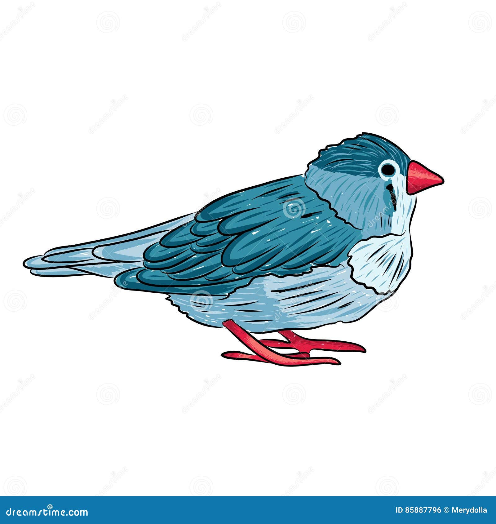 Illustration of Cute Sparrow in Blue and Red Colors Stock Illustration ...