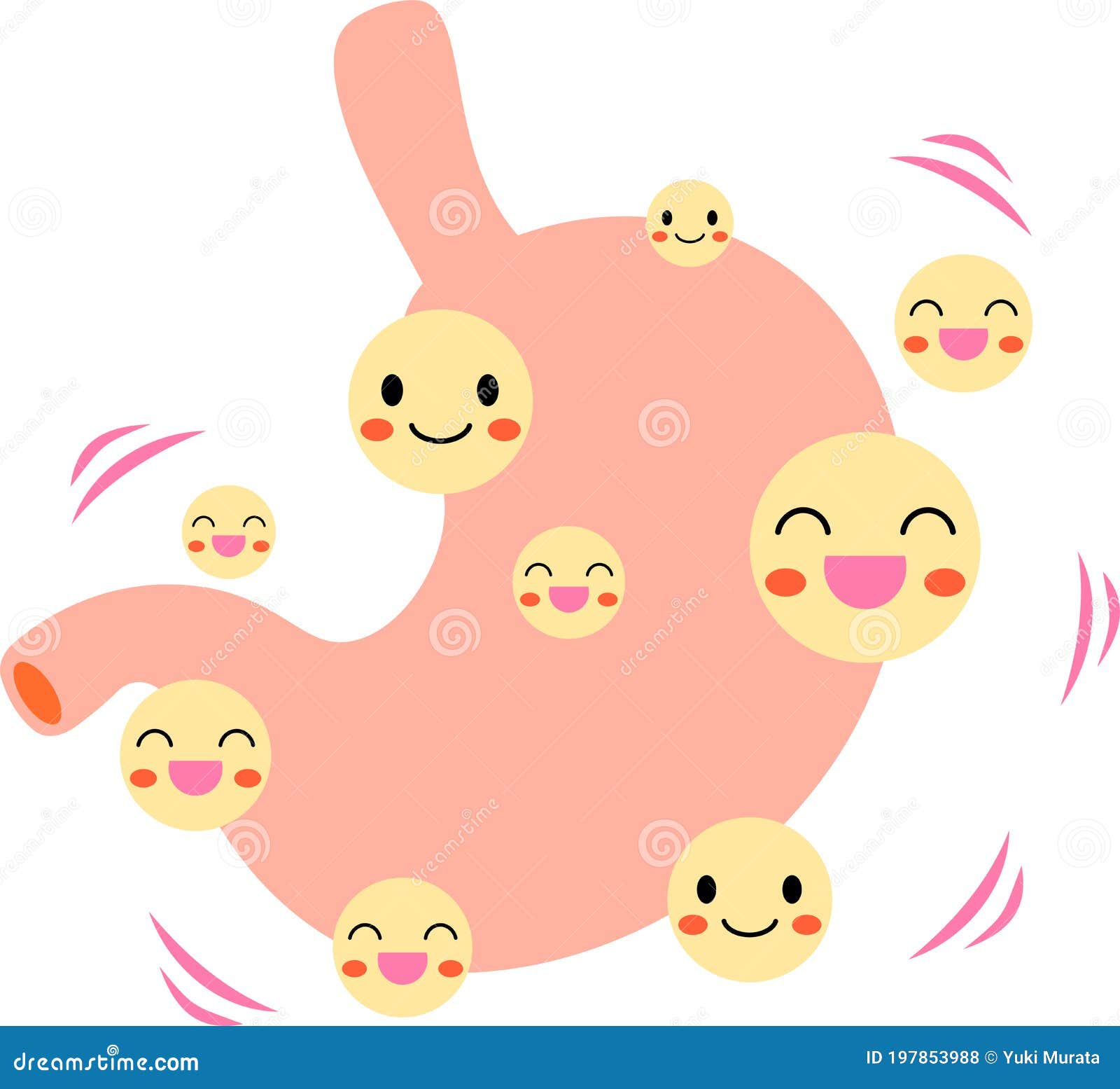 Cute Stomach Character With Different Emotions Cartoon Vector ...