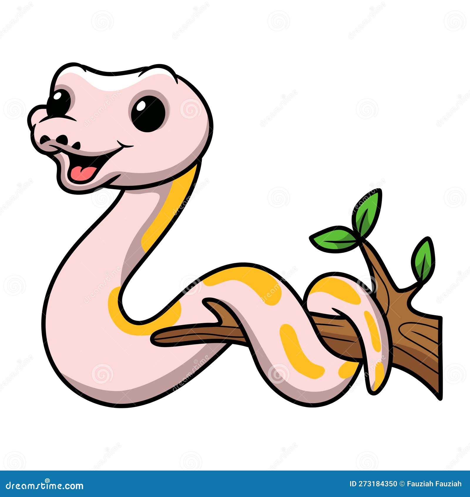 Cute Super Cinnamon Banana Ball Python Cartoon on Tree Branch Stock ...