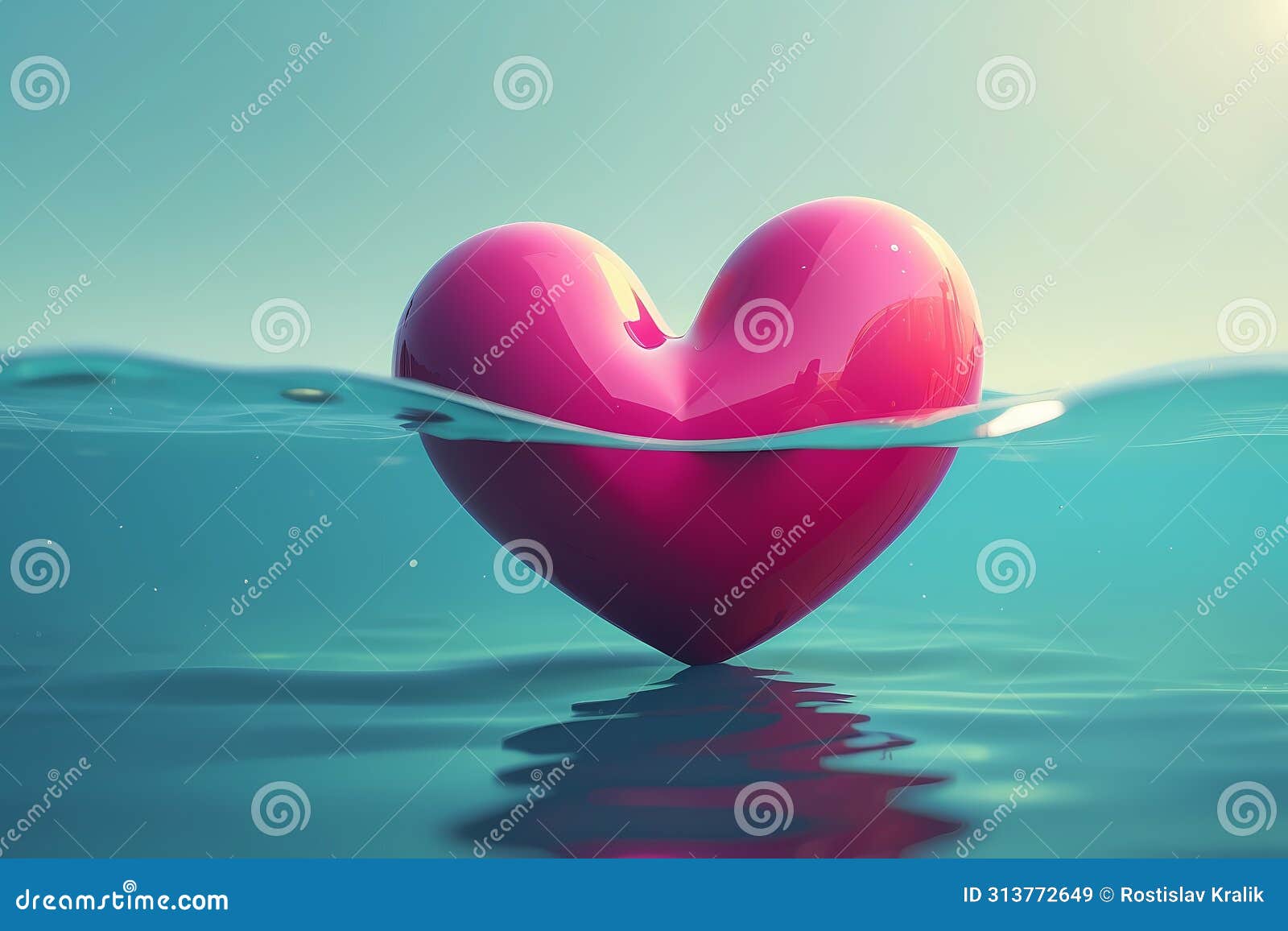 Illustration of Cute Swimming Heart. Stock Illustration - Illustration ...