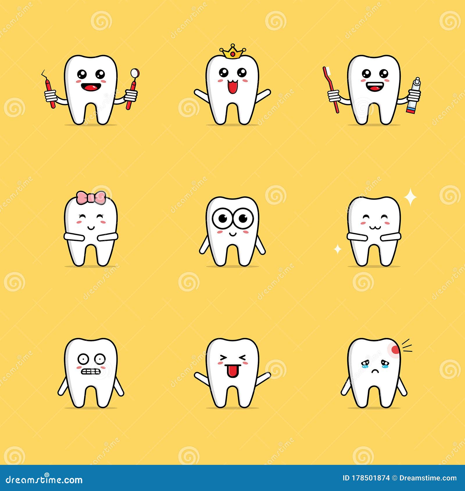 Illustration of Cute Teeth Design Set Vector Stock Vector ...