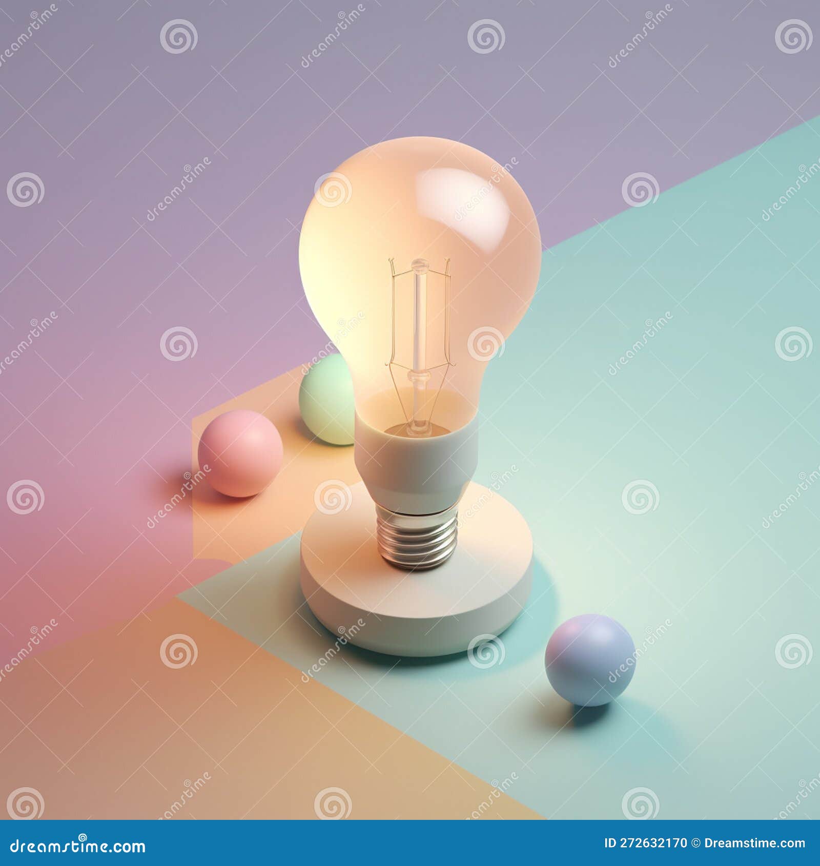 Cute Tiny Isometric Light Bulbs and Creativity with Generative AI Stock ...