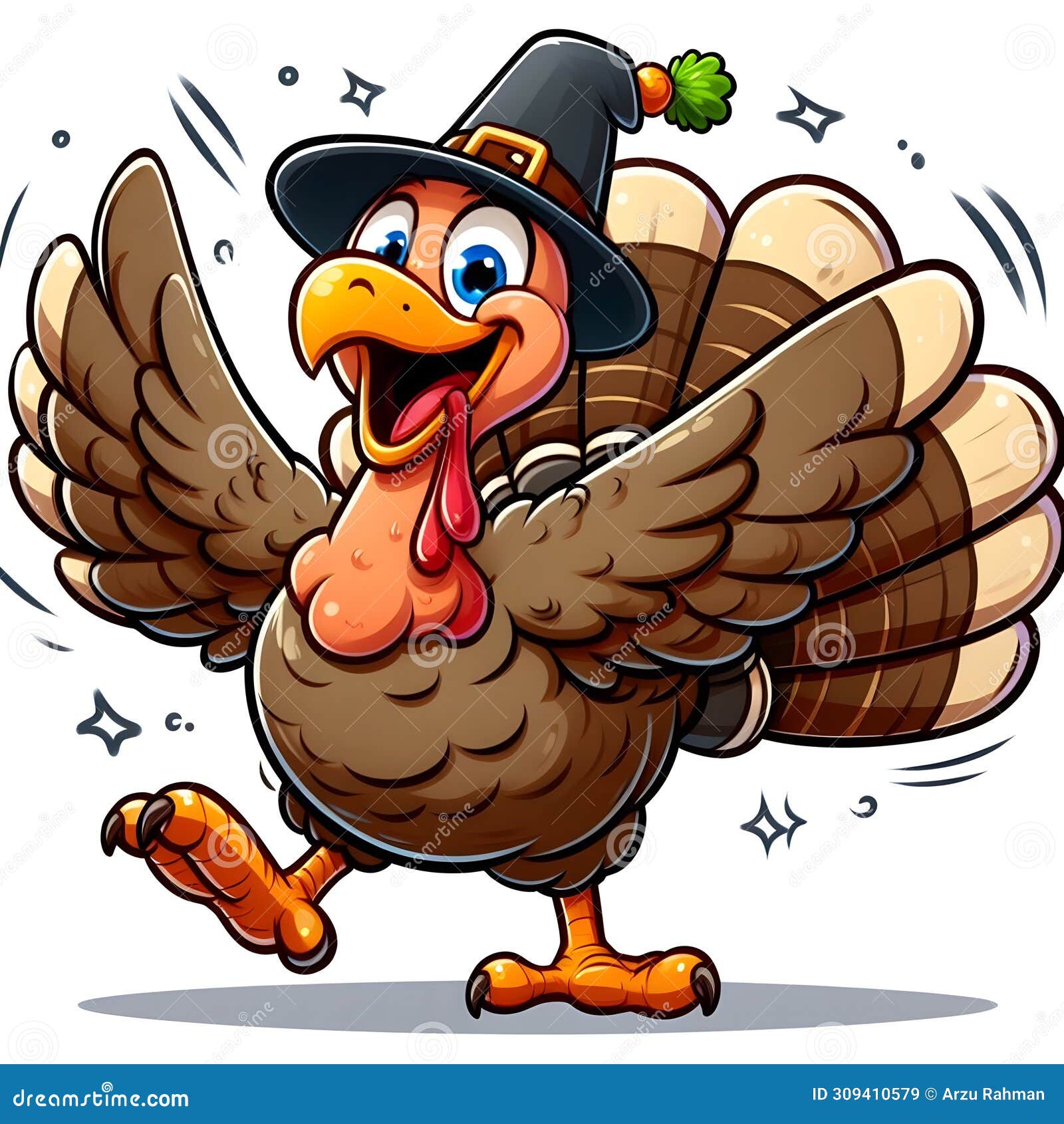 Cute turkey is dancing stock illustration. Illustration of brand ...