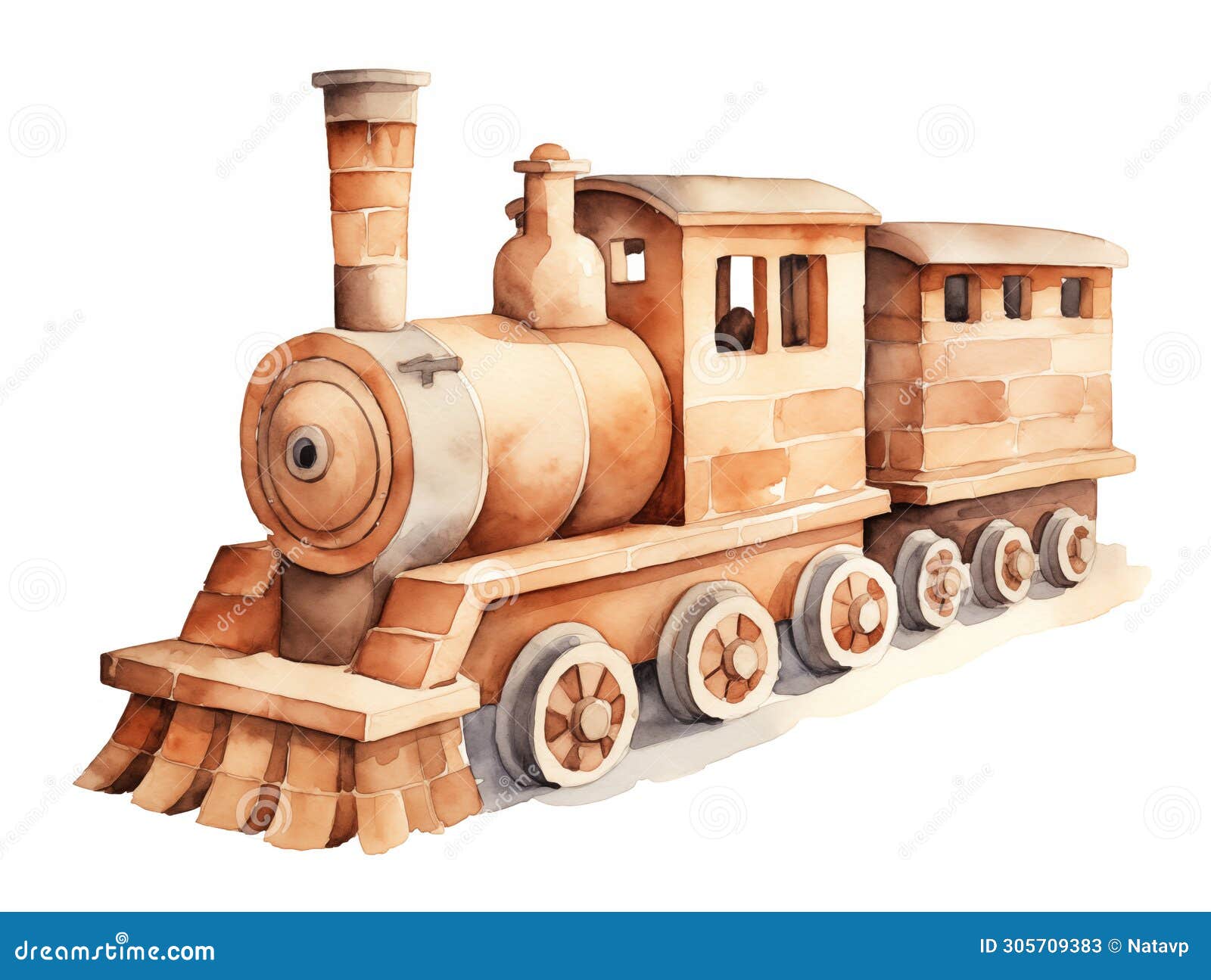 Illustration of Cute Watercolor Brick S Train on White Background Stock ...