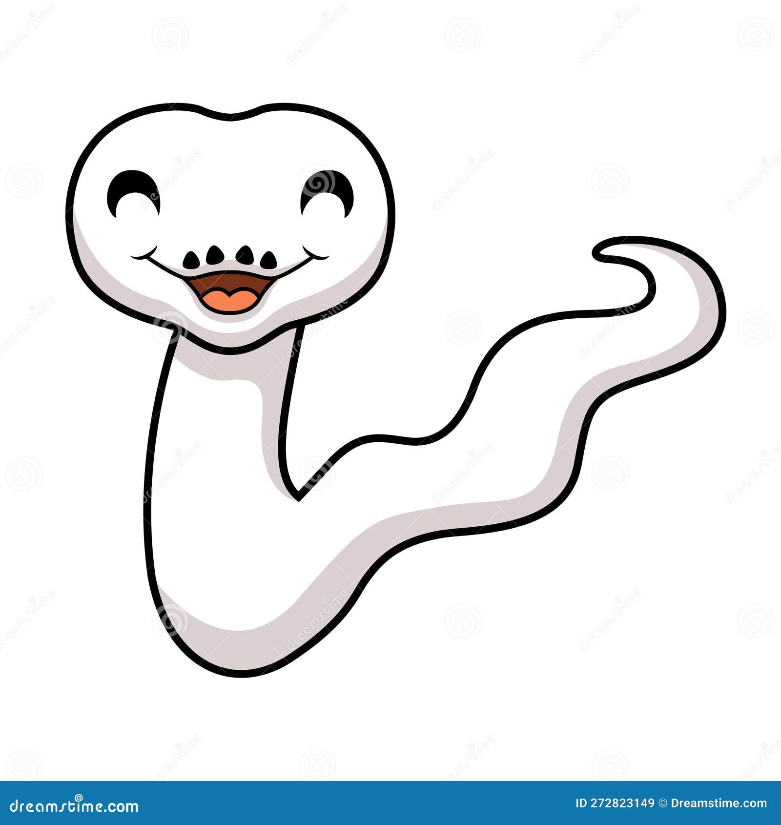 Cute White Leucistic Ball Python Snake Cartoon Stock Vector ...