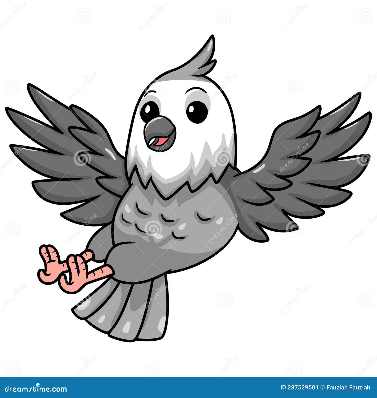 Cute Whiteface Cockatiel Bird Cartoon 287529437