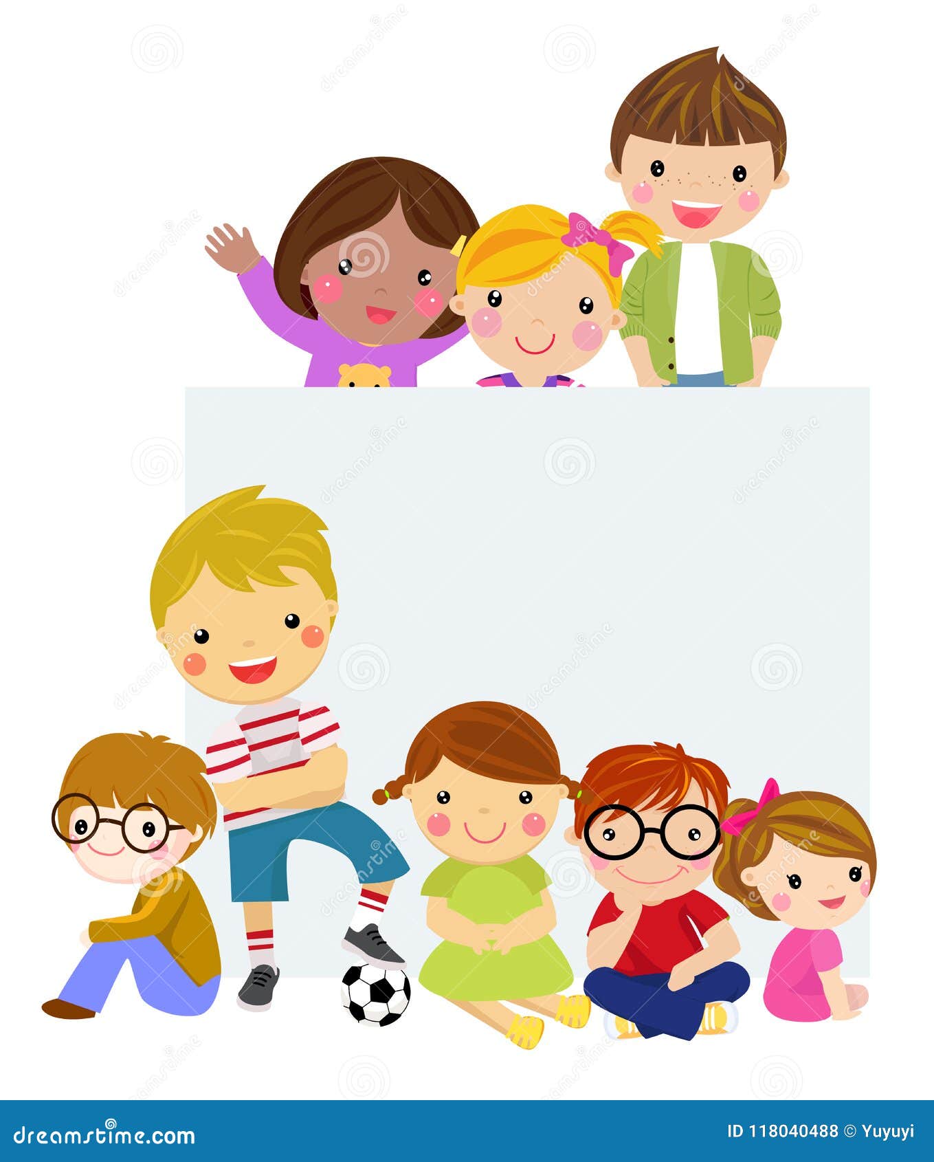 Group Kids and banner stock vector. Illustration of cartoon - 118040488