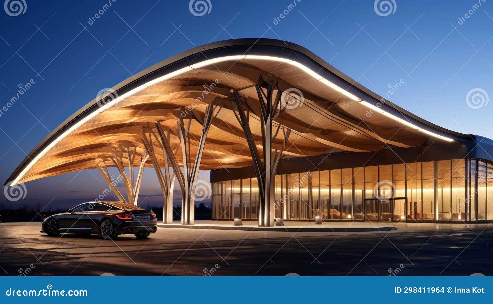 Illustration of a Cutting-Edge Gas Station. Streamlined Fueling Process ...