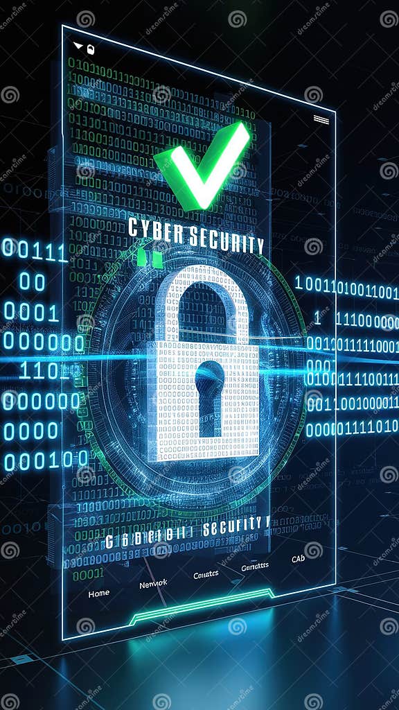 Illustration of a Cyber Security with Key Lock Expression on a Solid ...