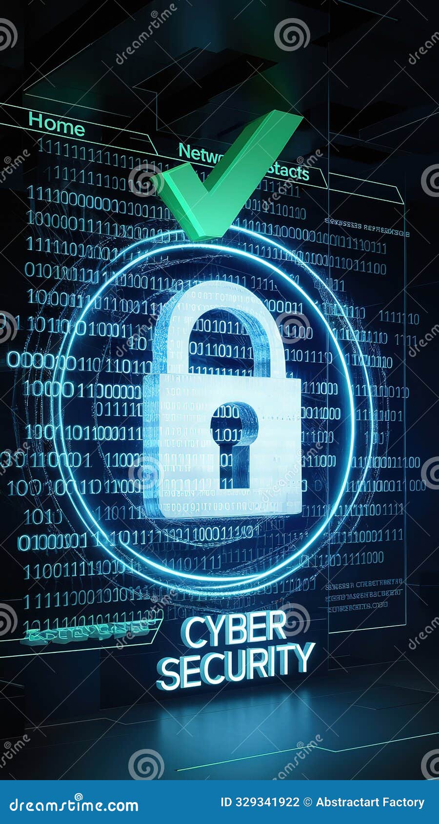 Illustration of a Cyber Security with Key Lock Expression on a Solid ...