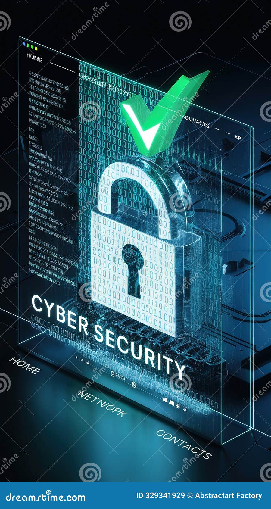 Illustration of a Cyber Security with Key Lock Expression on a Solid ...