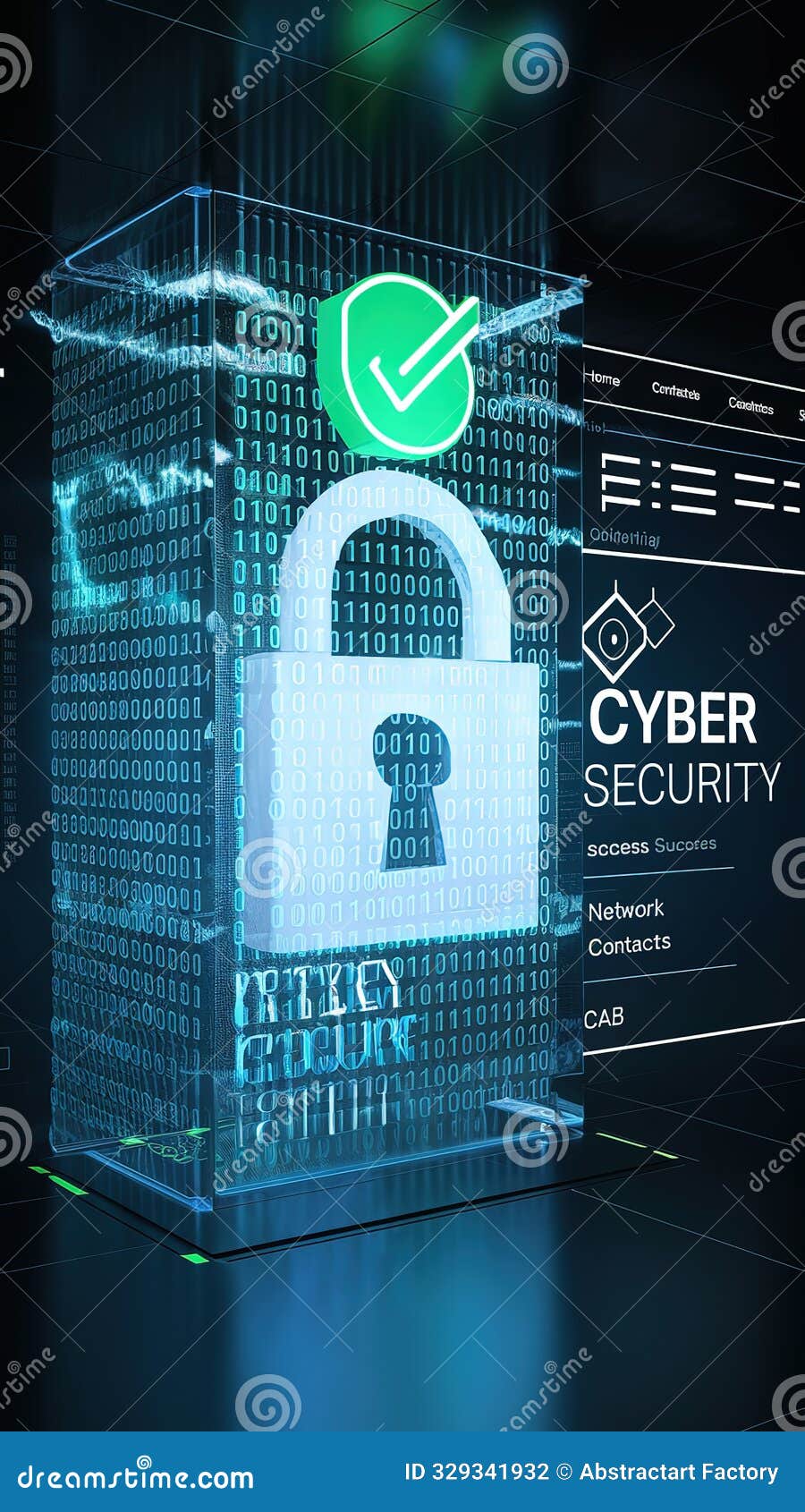 Illustration of a Cyber Security with Key Lock Expression on a Solid ...