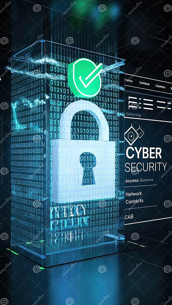 Illustration of a Cyber Security with Key Lock Expression on a Solid ...