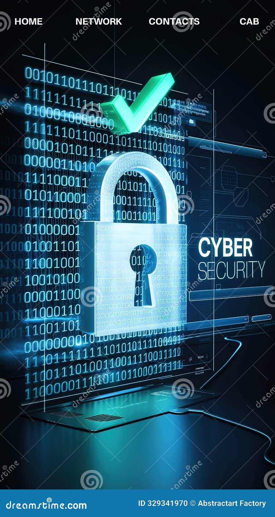 Illustration of a Cyber Security with Key Lock Expression on a Solid ...