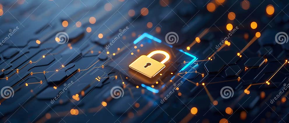Concept of Cybersecurity and Data Protection. 3D Rendering Stock ...