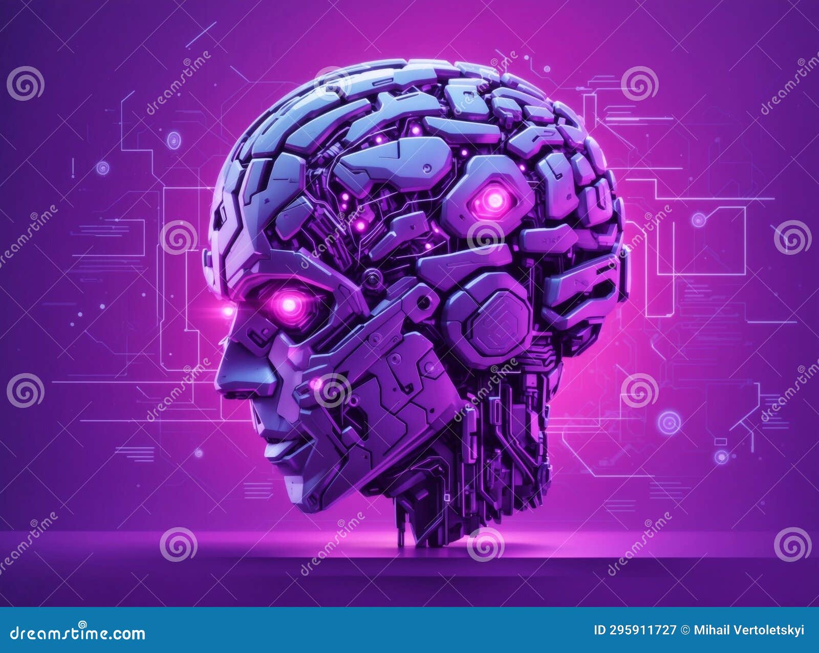 Cybernetic Brain Futuristic Sketch Stock Illustration | CartoonDealer ...