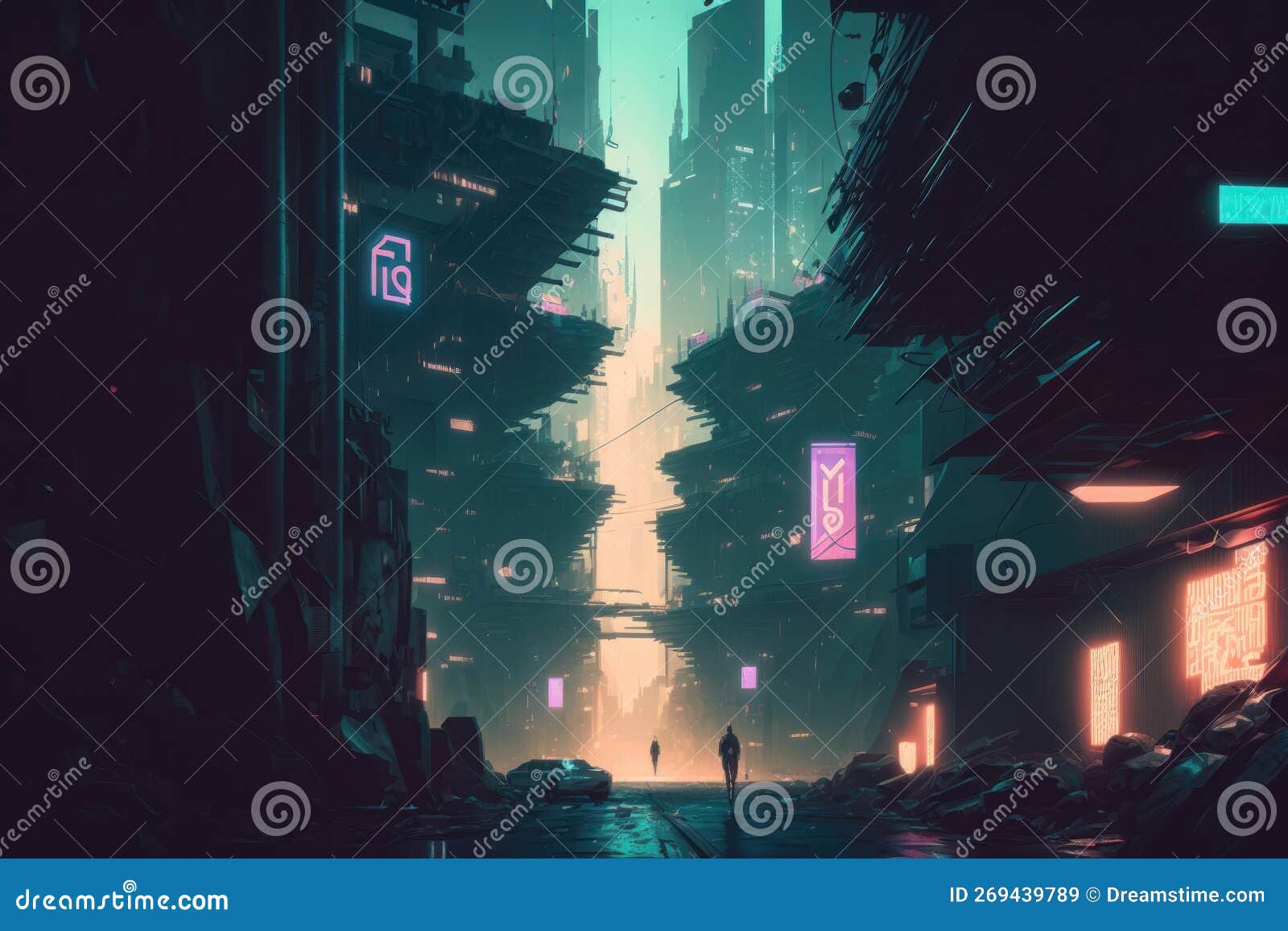 An Illustration of a Cyberpunk Abstract Background. Generation AI Stock ...