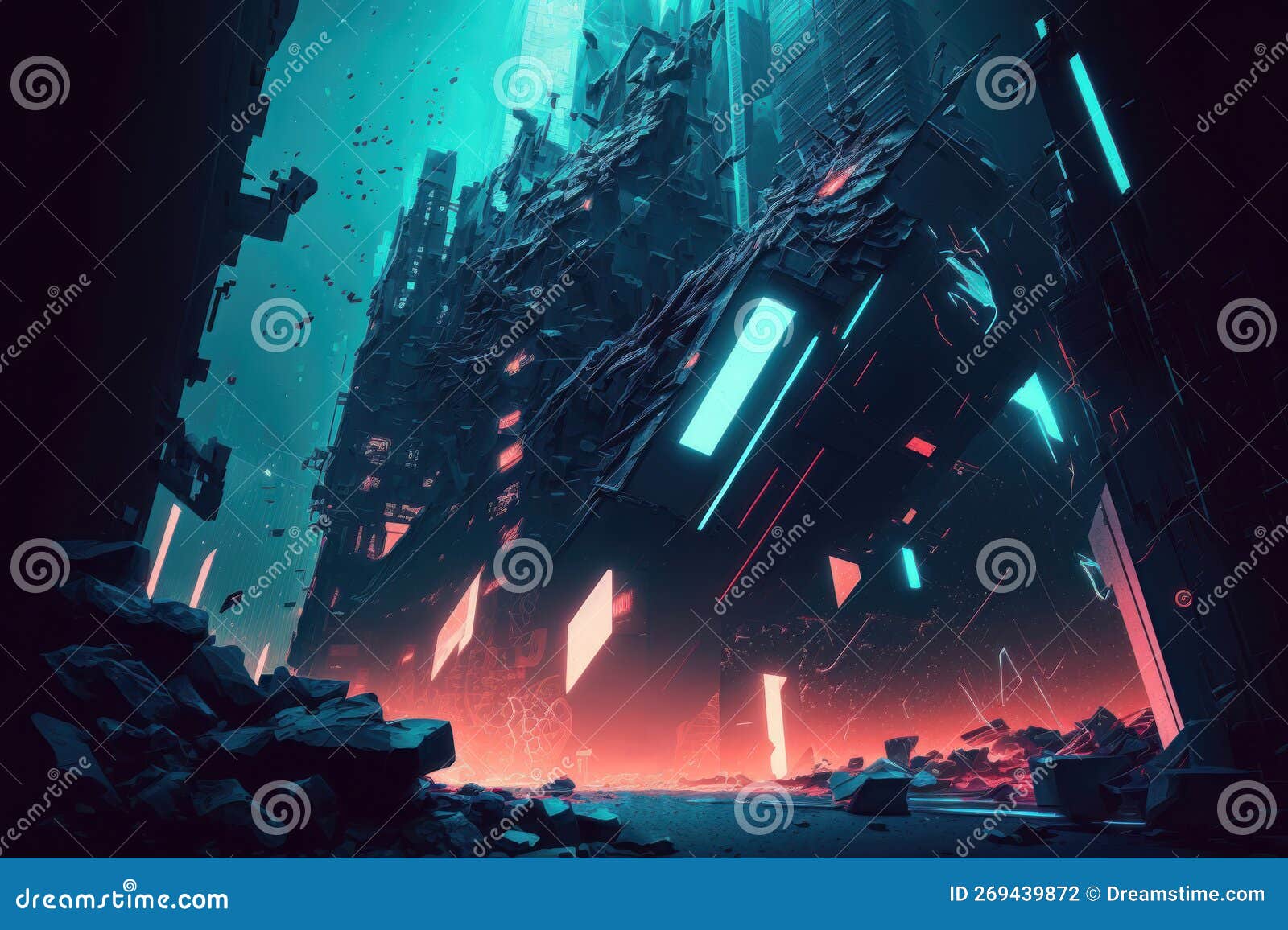 An Illustration of a Cyberpunk Abstract Background. Generation AI Stock ...