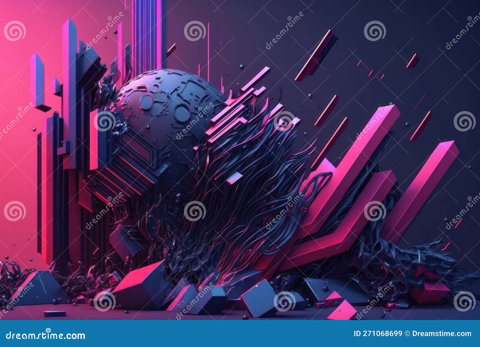 An Illustration of a Cyberpunk Abstract Background. Generation AI Stock ...