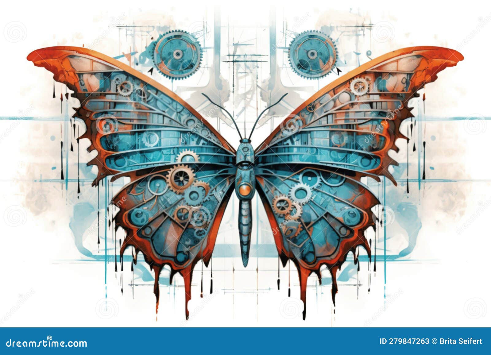 Illustration of a Cyberpunk Butterfly. Generative AI Stock Illustration ...