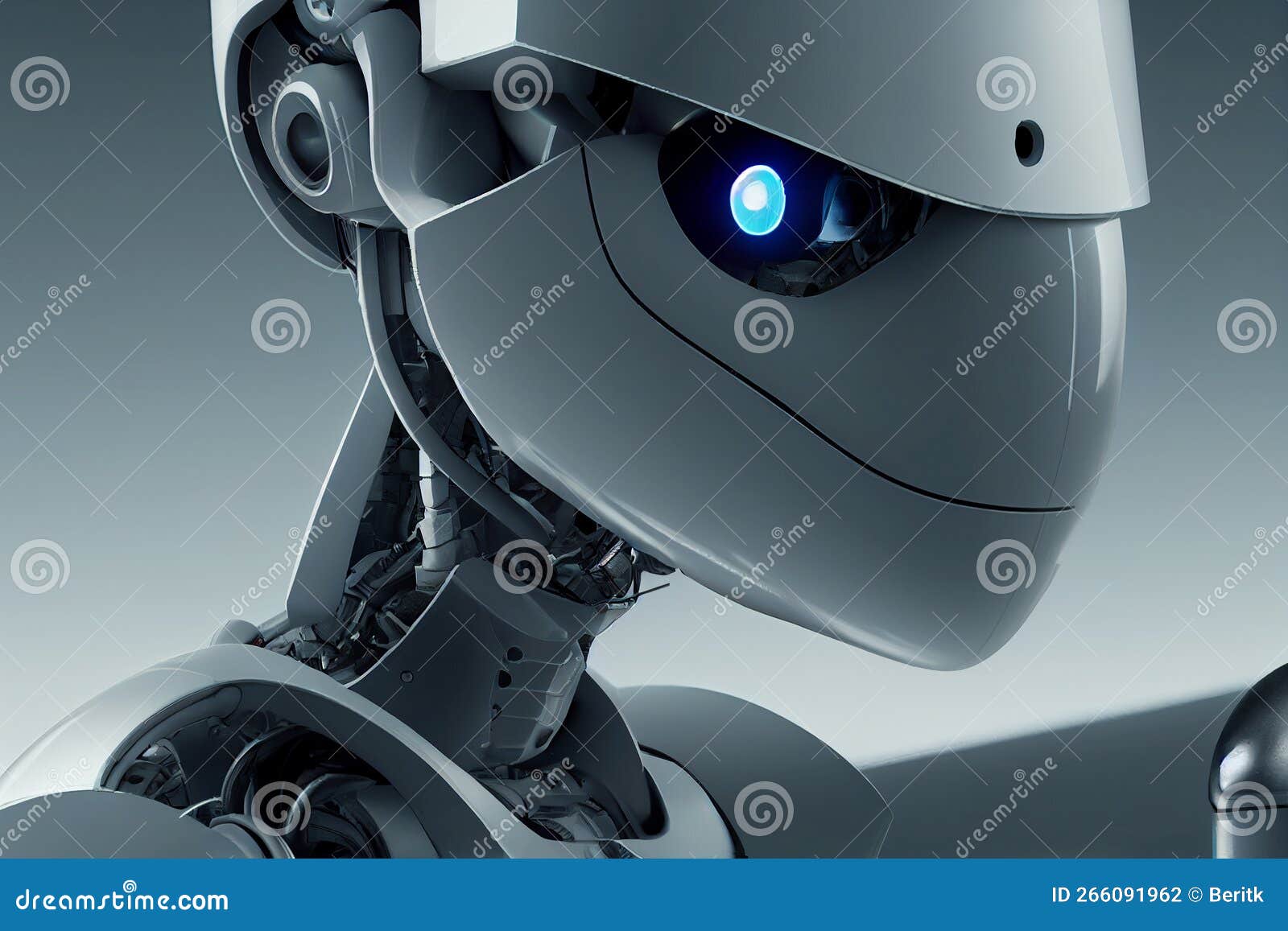 Cyborg Artificial Intelligence With Luminous Eyes And Physical Metal ...