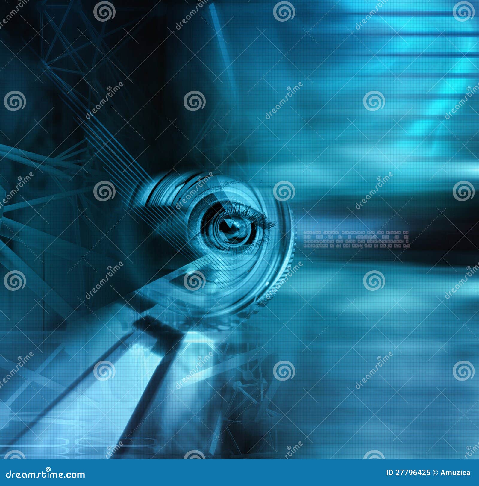 Illustration of a Cyborg Eye in Blue Tones Stock Image - Image of ...