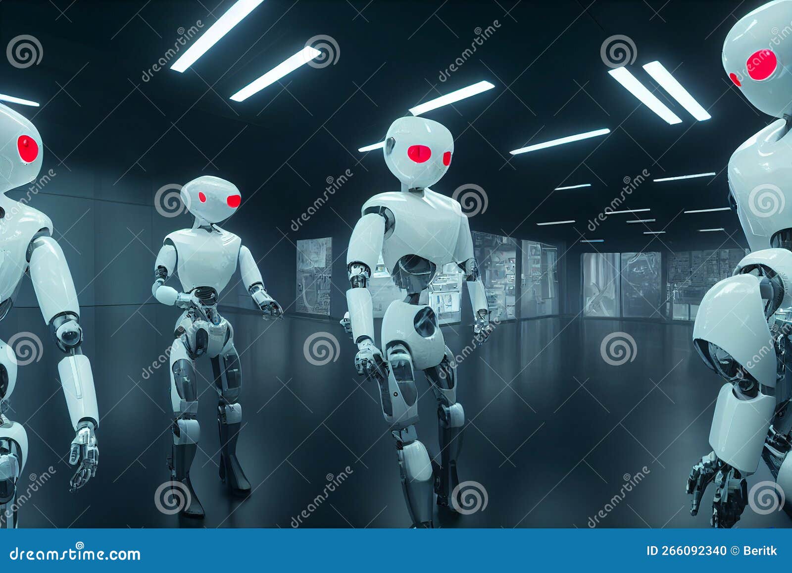 Illustration of a Cyborg Group, Artificial Intelligence Robot, Future ...