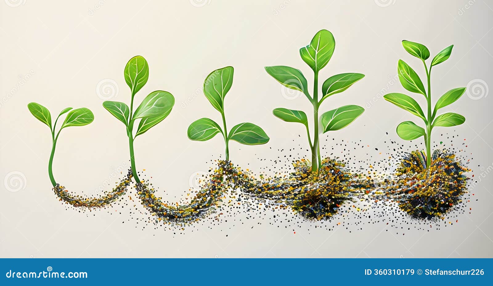 Cycle of Seeds Sprouting into Plants, Each Plant Dissolving Back into ...