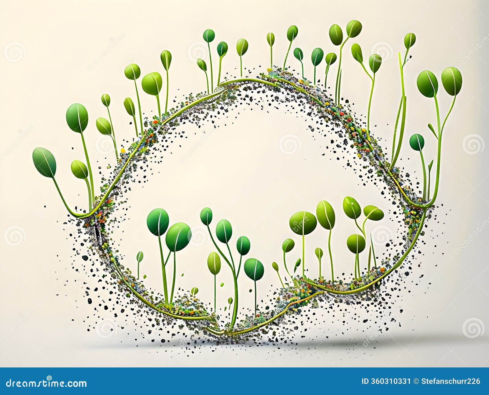 Cycle of Seeds Sprouting into Plants, Each Plant Dissolving Back into ...