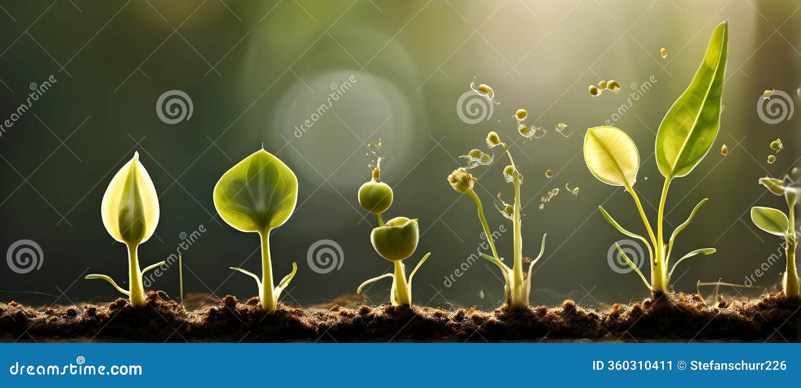 Cycle of Seeds Sprouting into Plants, Each Plant Dissolving Back into ...