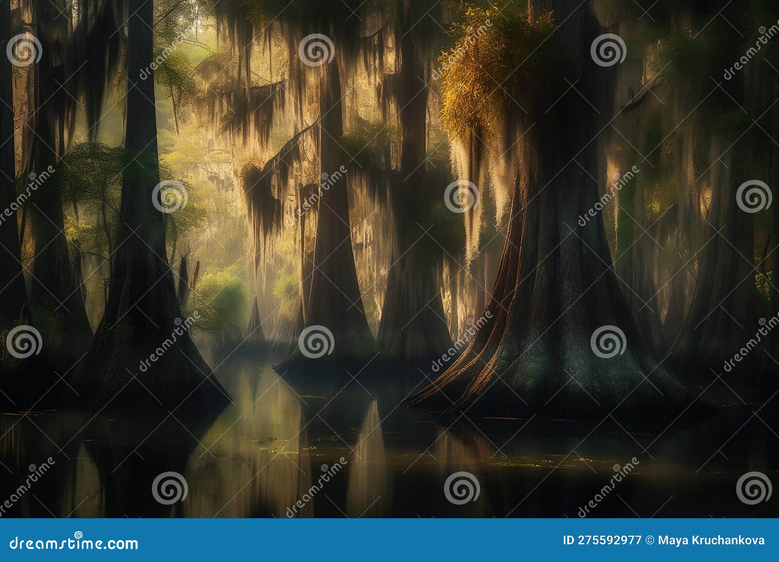 Illustration of Cypress Trees in Swamp Stock Illustration ...