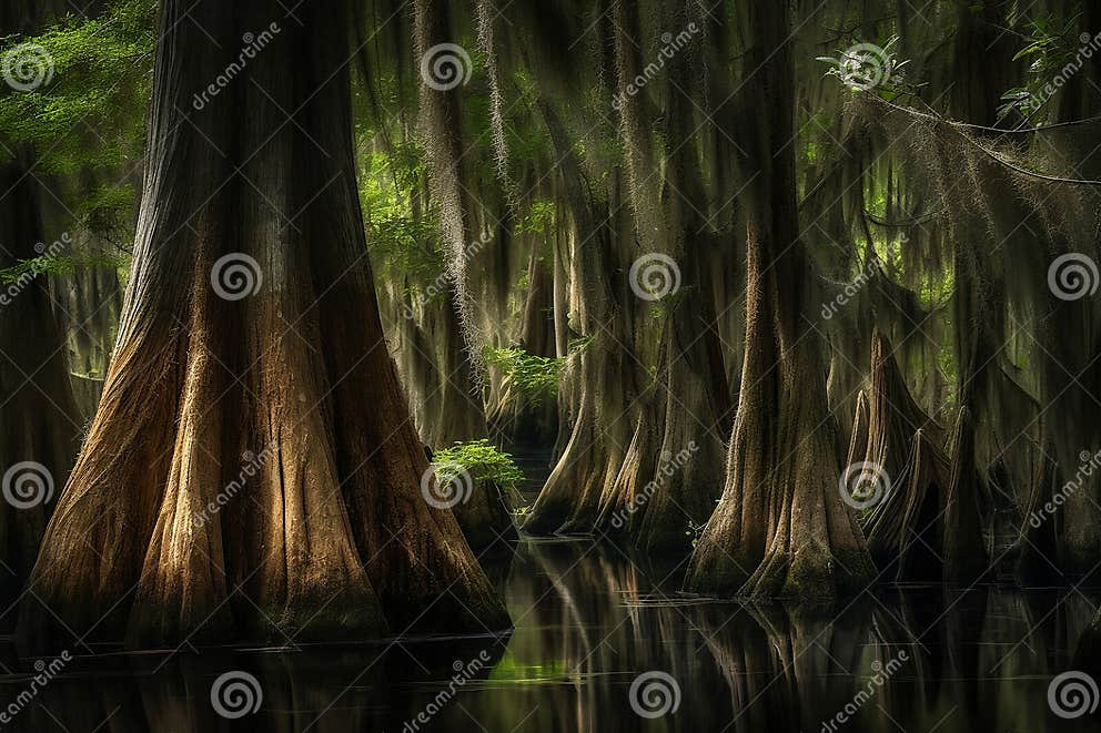 Illustration of Cypress Trees in Swamp Stock Illustration ...