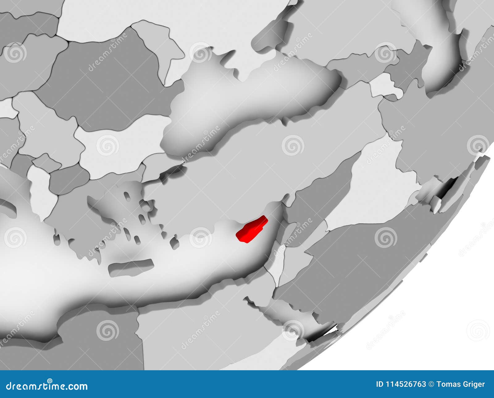 Cyprus in red on grey map stock illustration. Illustration of european ...
