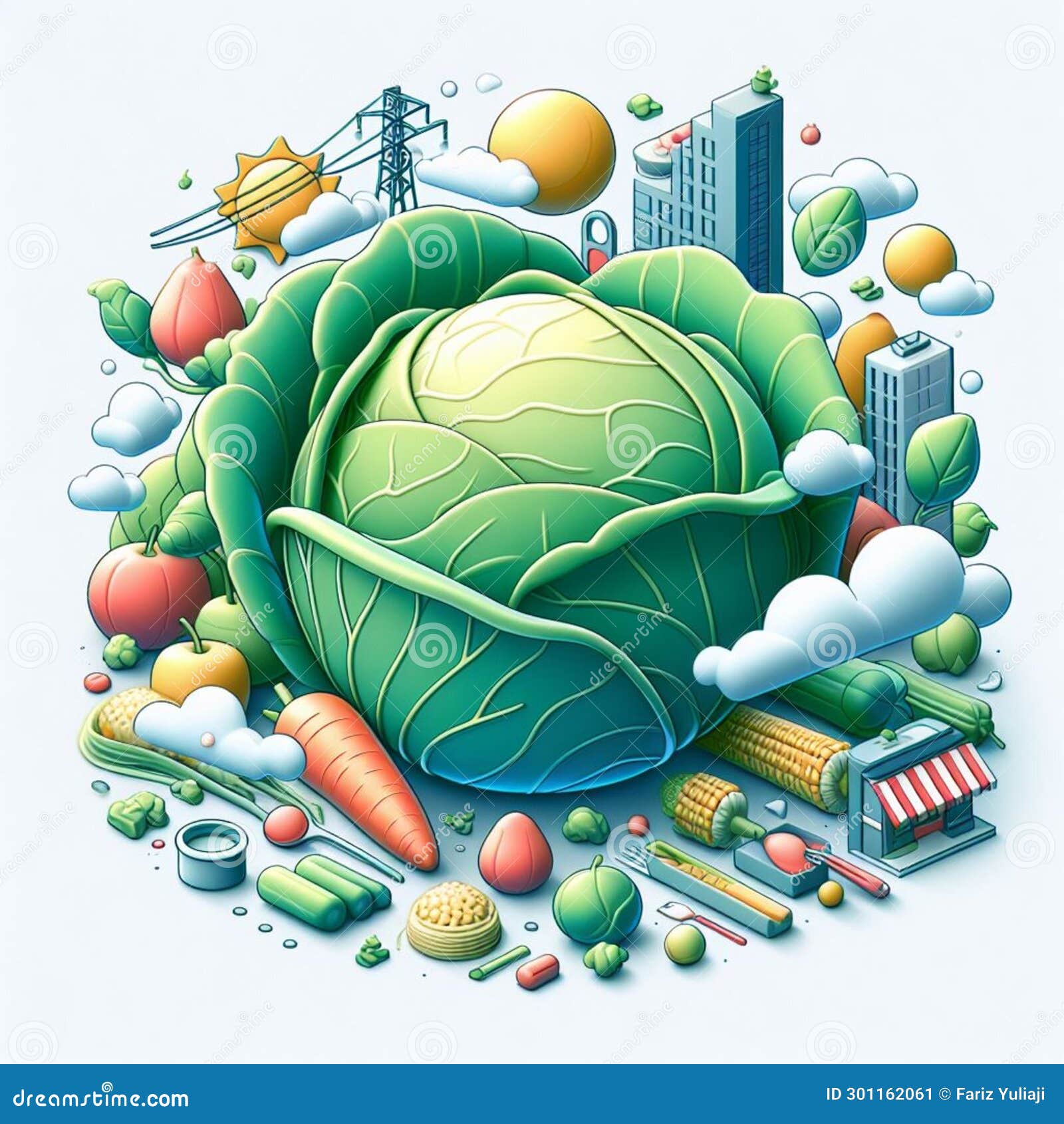 Cabbage , 3d Animation Icon Stock Illustration - Illustration of leaf ...