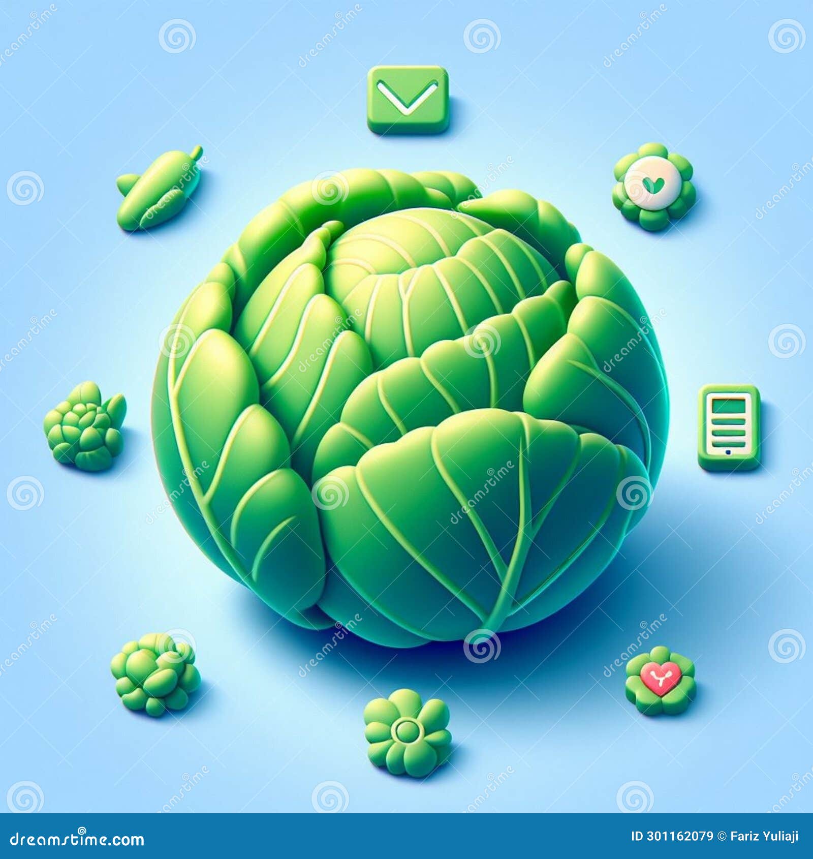Cabbage , 3d Animation Icon Stock Illustration - Illustration of comic ...