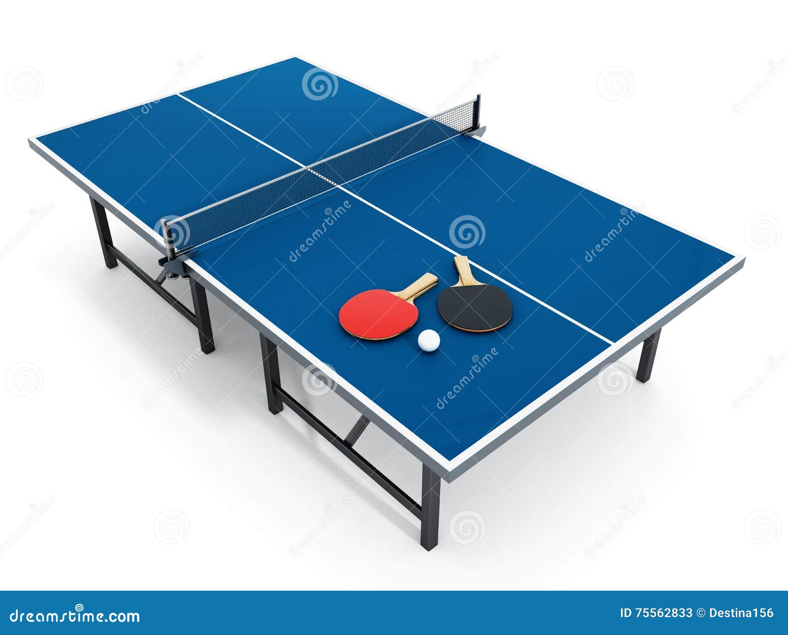 Illustration 3D Av Ping Den Pongtabellen, Racket Och Bollen Stock ...