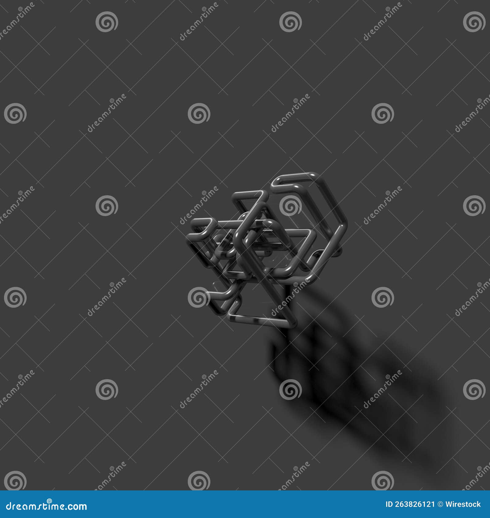 Illustration of a 3d Black Abstract Object and Its Shadow on a Black ...