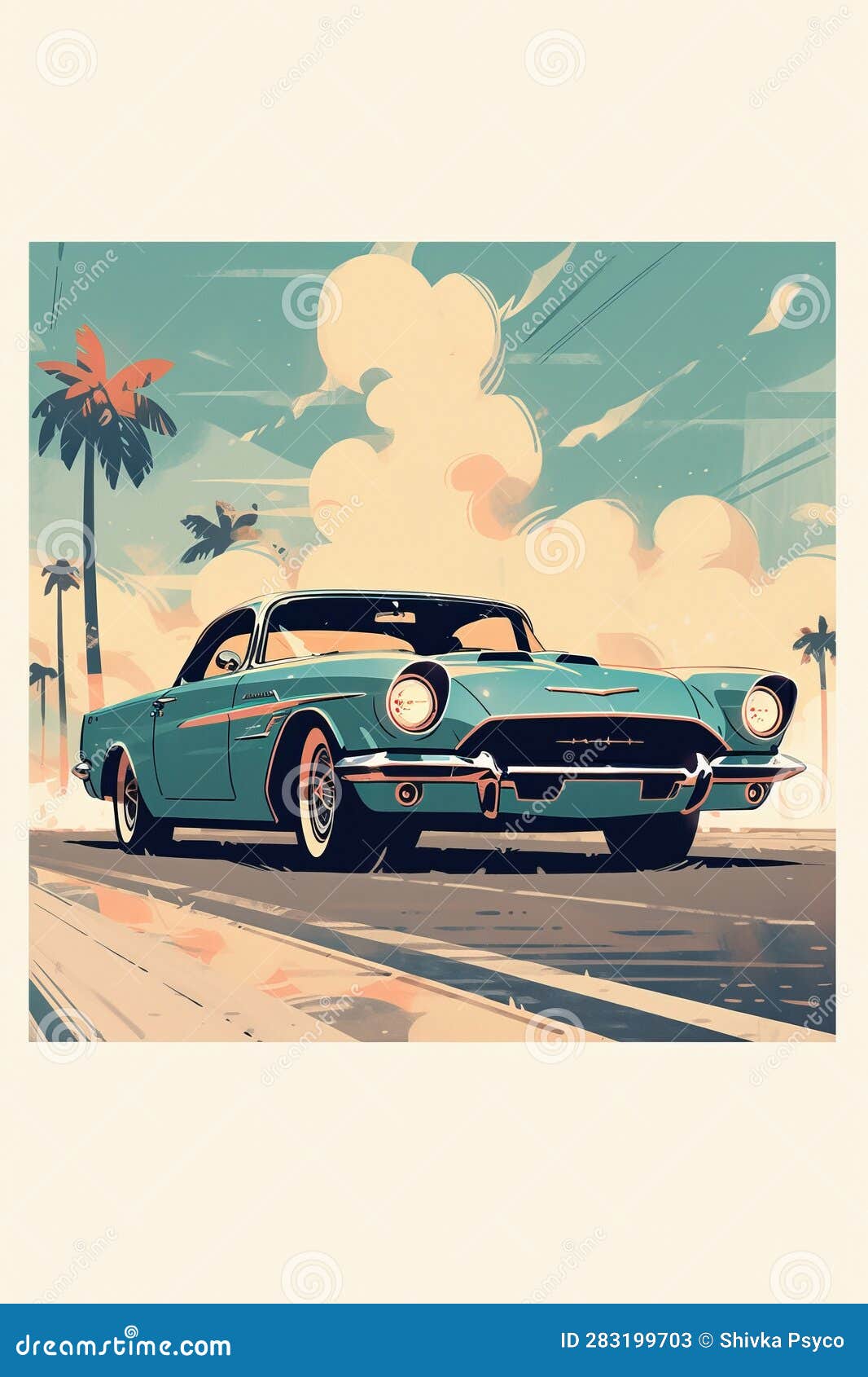 Illustration of a 2d Car Driven on Road Stock Illustration ...