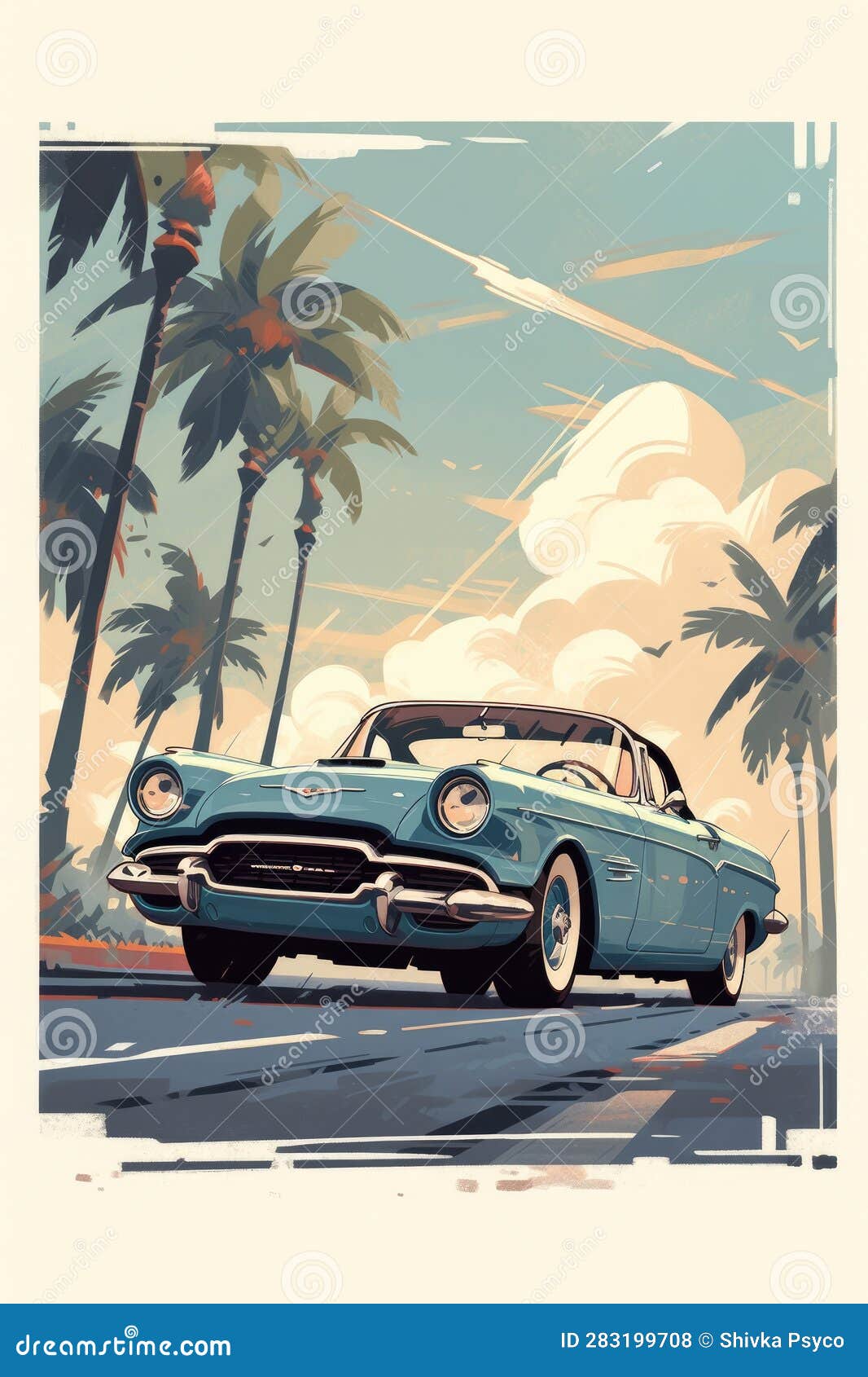 Illustration of a 2d Car Driven on Road with White Background Stock ...