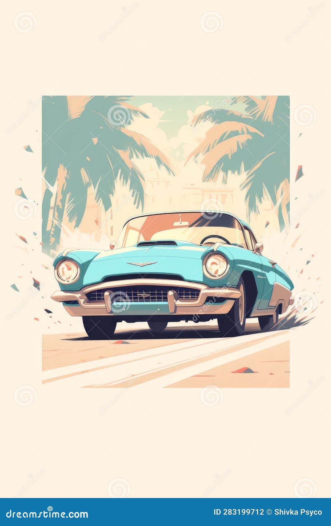 Illustration of a 2d Car Driven on Road on White Background Stock ...