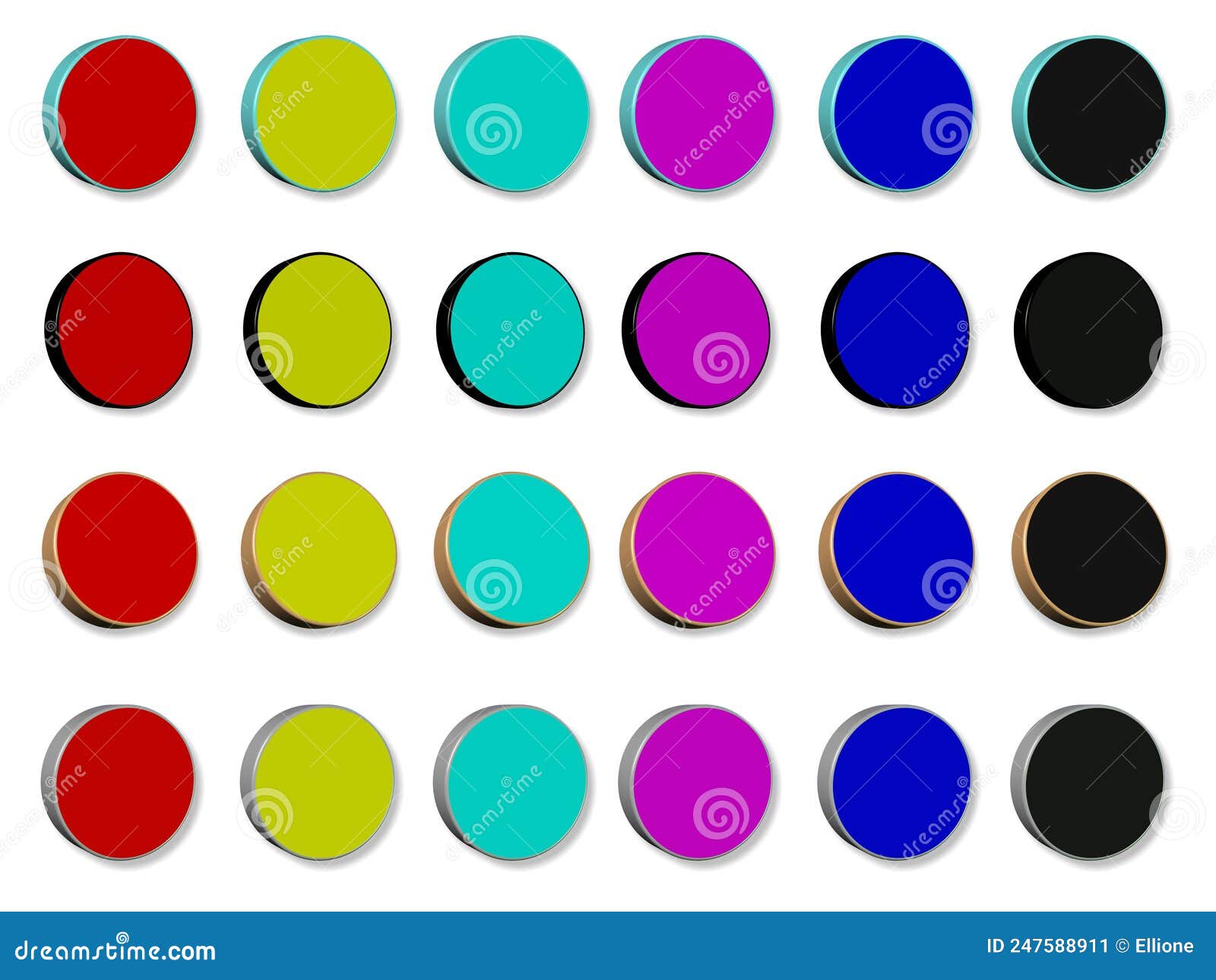 Set of Colored Buttons with Glossy 3D Edges. Stock Illustration ...