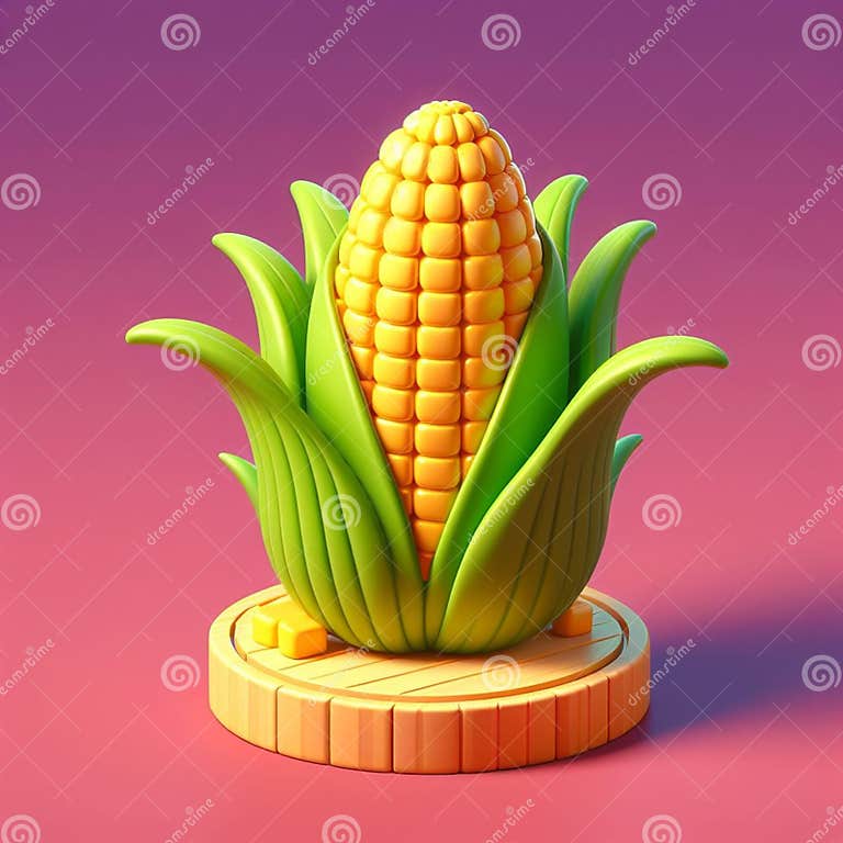 Corn Vegetable, 3d Animation Icon Stock Illustration - Illustration of ...