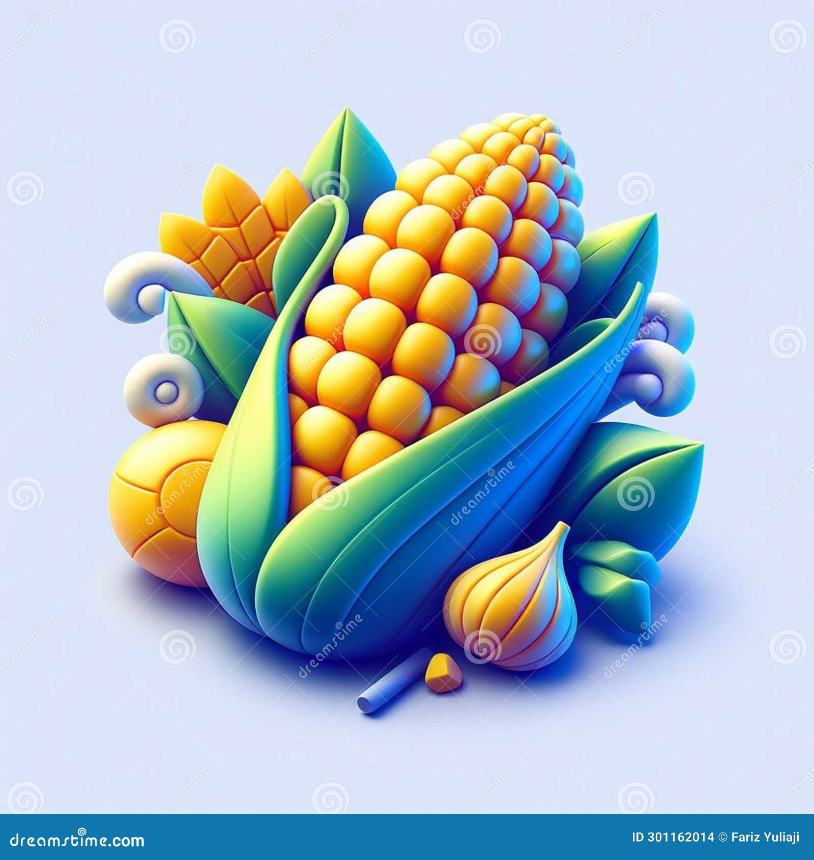 Corn Vegetable, 3d Animation Icon Stock Illustration - Illustration of ...