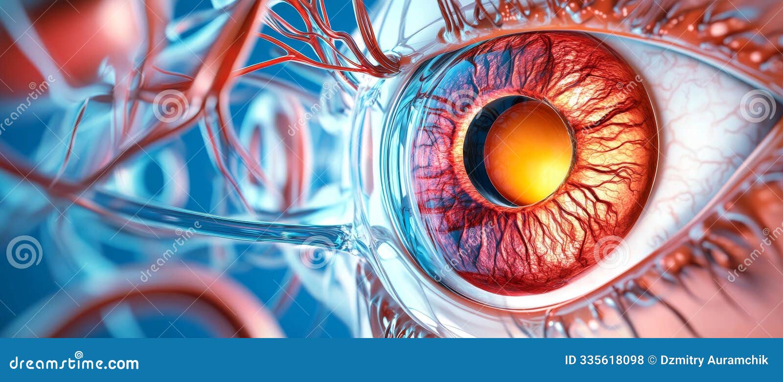 Illustration of a 3D Cross-section of the Human Eye from the Front and ...