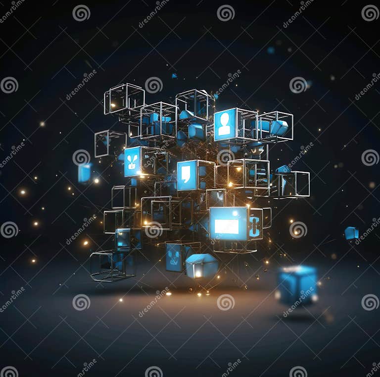 Illustration 3d of Cube Web Stock Illustration - Illustration of cube ...