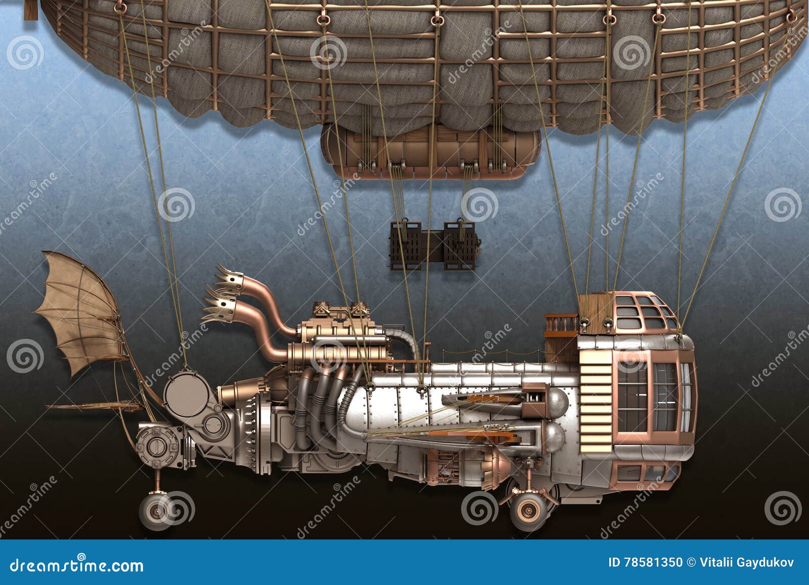 Illustration 3d D'un Dirigeable D'imagination Dans Le Style De ...