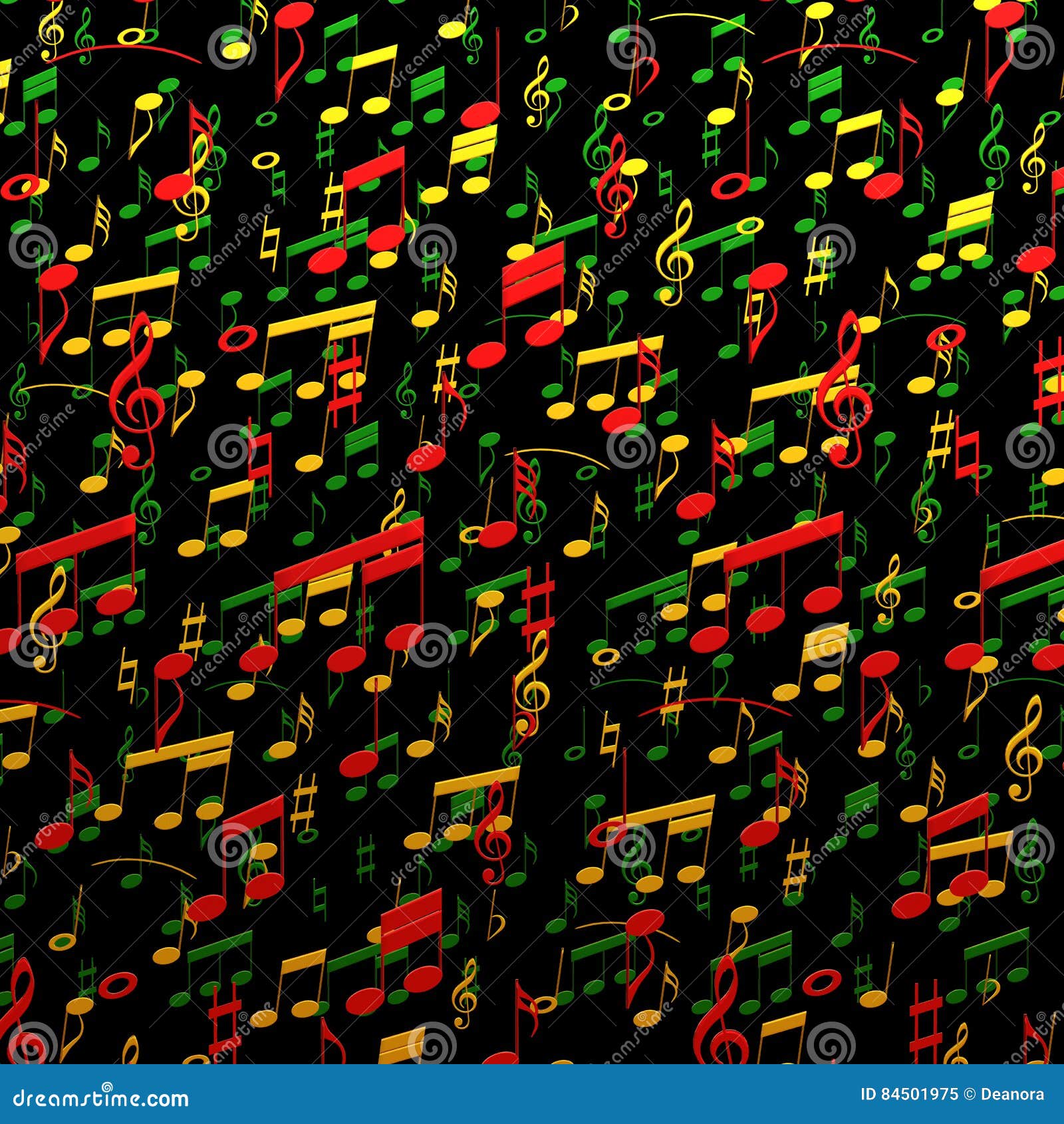 Illustration 3d Des Notes Musicales Illustration Stock - Illustration ...