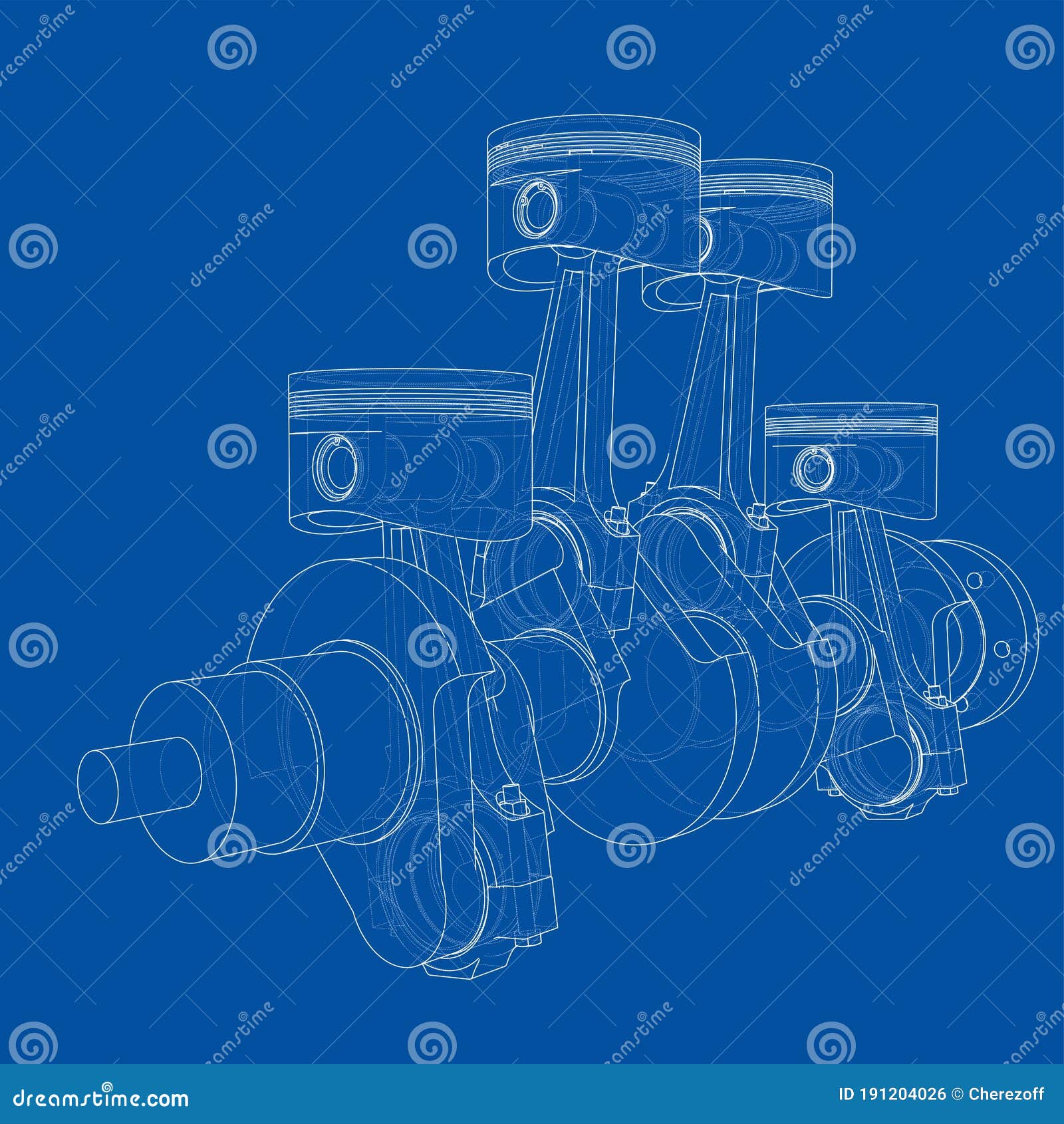 Illustration D'ensemble En 3d De Pistons De Moteur Illustration Stock ...