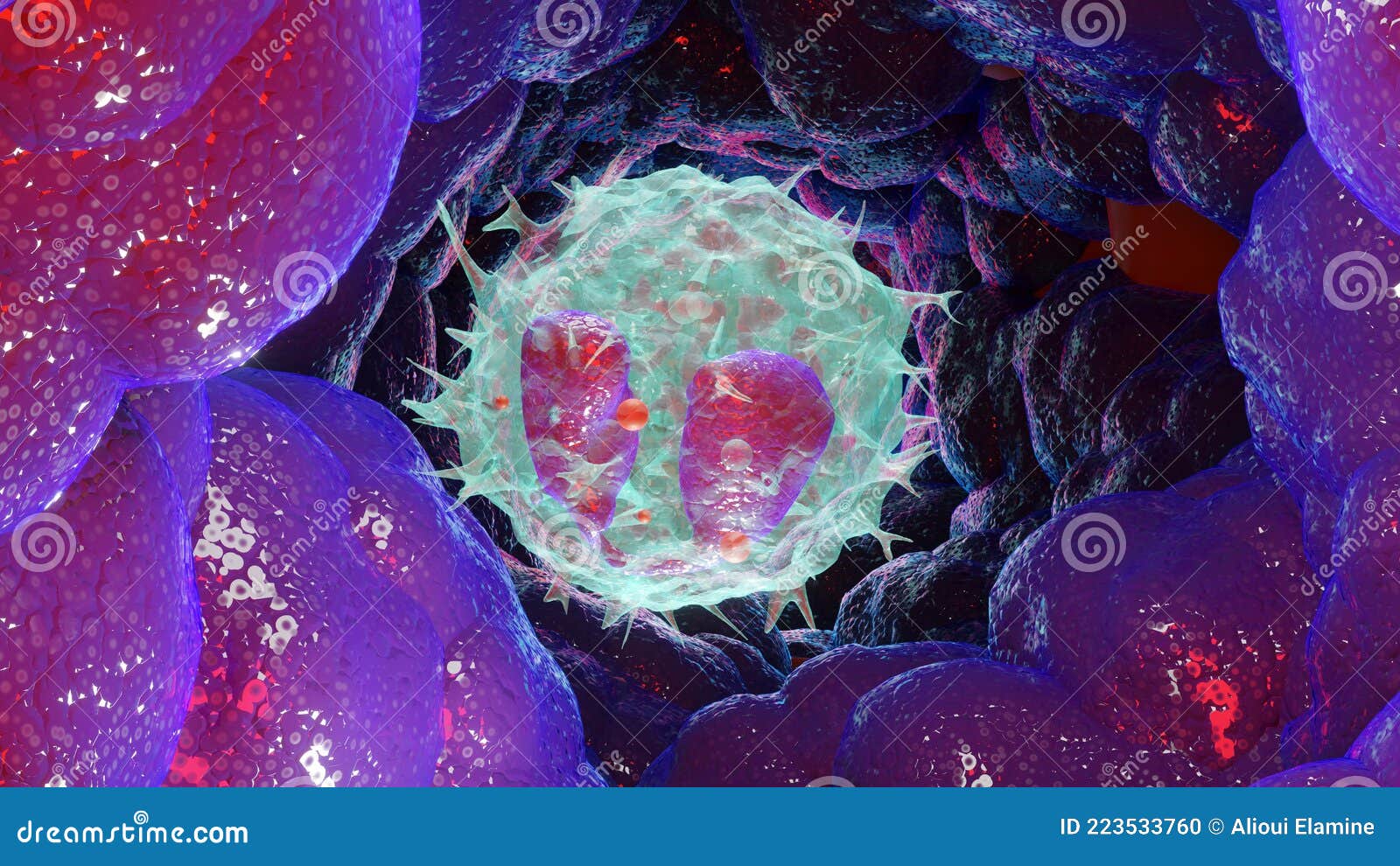 Illustration 3d Of Eosinophiles Type Leukocyte Cell, White Blood Cells ...