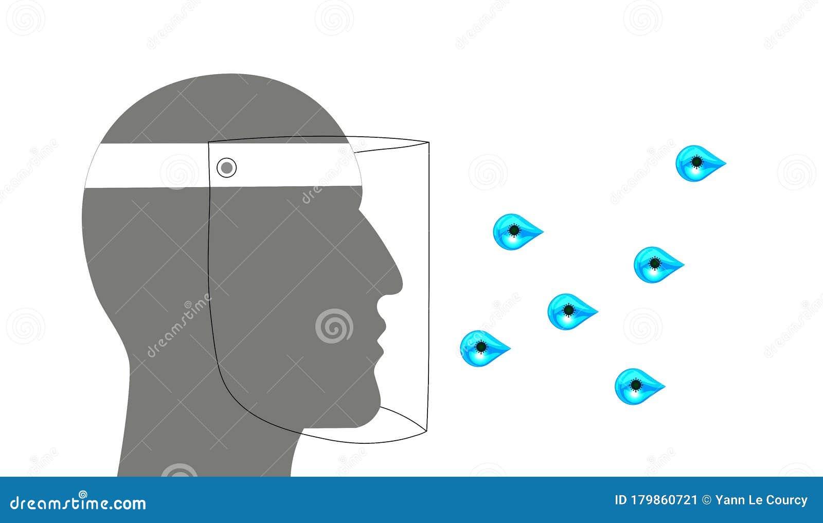 Illustration 3D of the Head of a Man with a Visor Stock Illustration ...